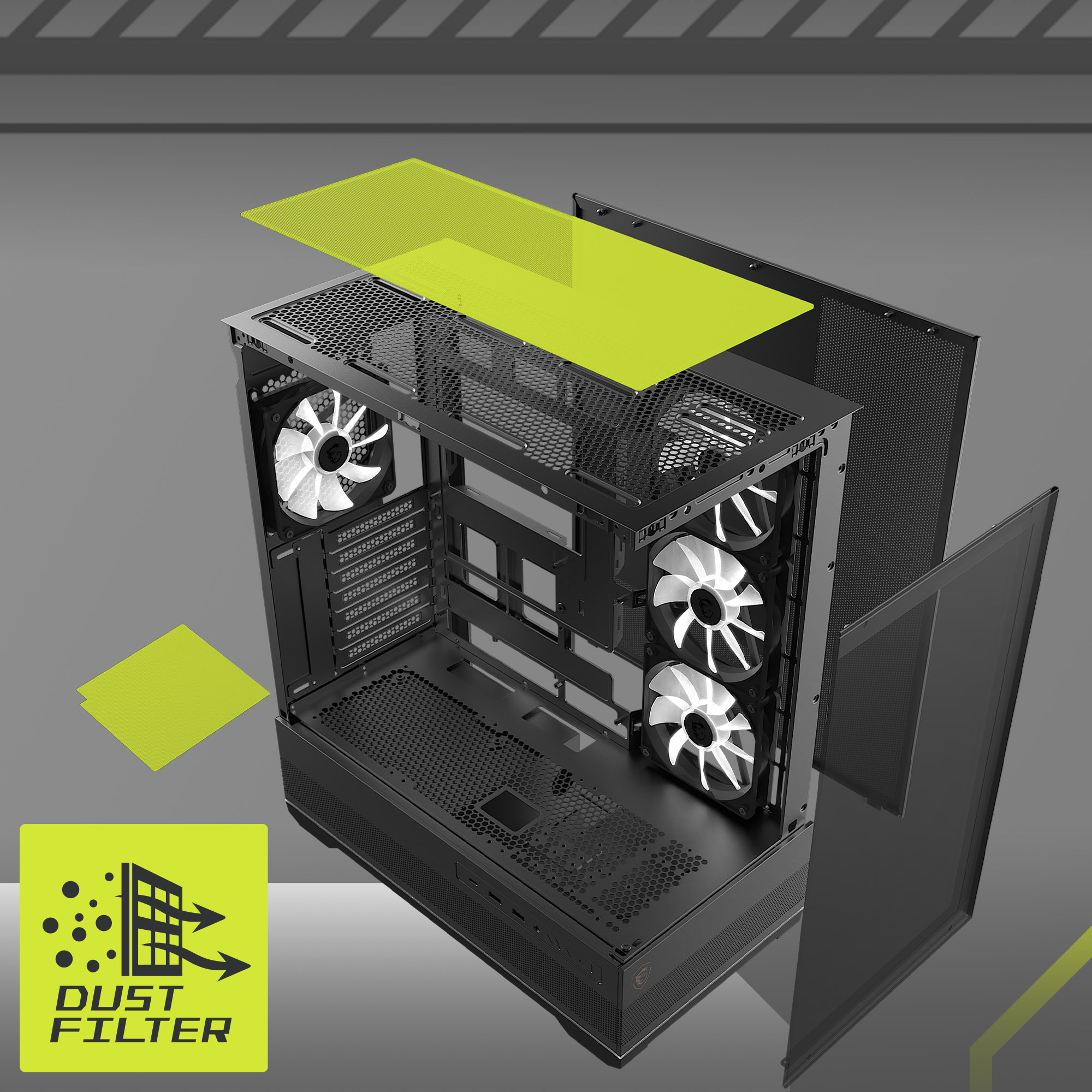 MSI MAG PANO 110R PZ - Mid-Tower Gaming PC Case - Tempered Glass Side Panel - 4 x 120mm ARGB ...